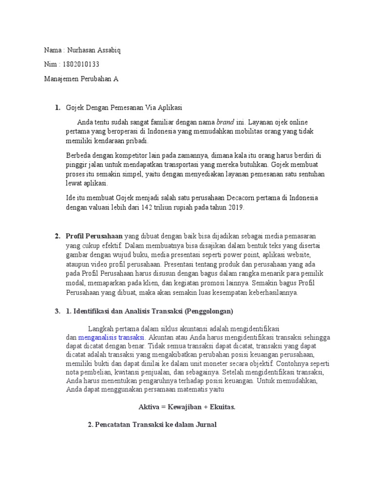 Tugas 11 Mnjperubahan A Nurhasan Assabiq 1802010133 | PDF