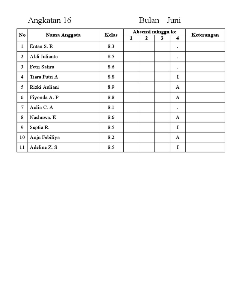 Angkatan 16 Bulan Juni | PDF
