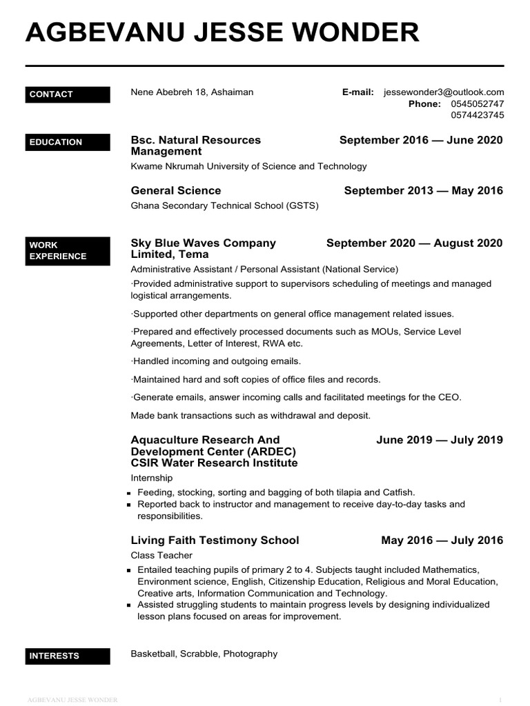 My - CV-One Page Format | PDF | Communication | Cognition