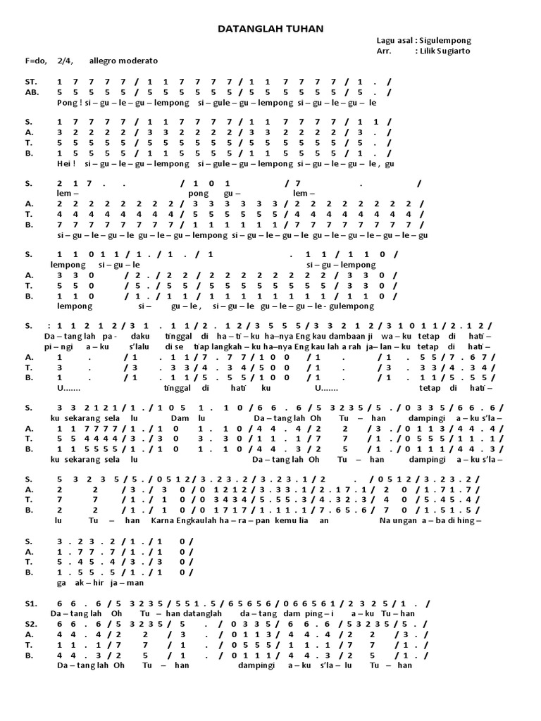 Koor Datanglah Tuhan | PDF