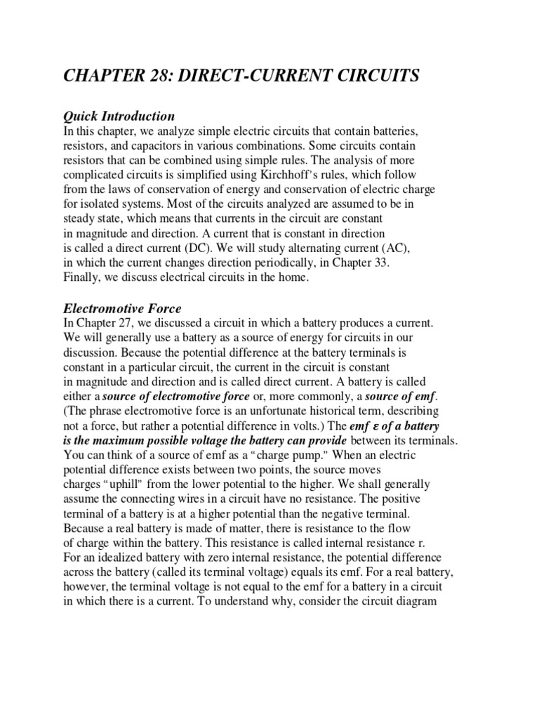 Chapter 28-Direct Current Circuits | PDF | Electrical Network | Series ...