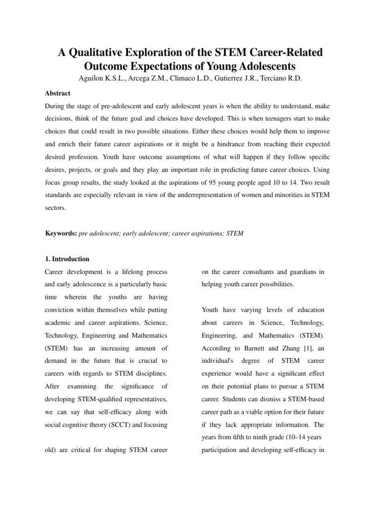 Qualitative Research Paper | PDF | Self Efficacy | Science, Technology ...