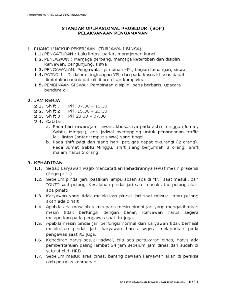 SOP SATPAM - SMULOK (Revisi 2) | PDF