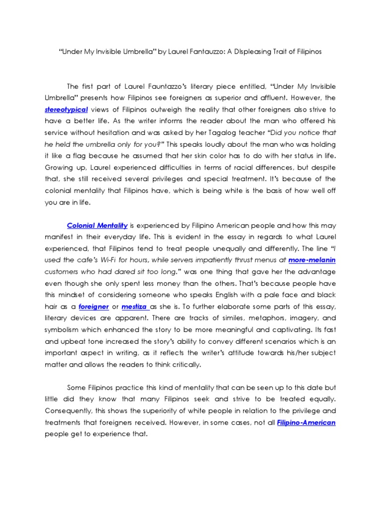 Siongco, Lozano - Under My Invisible Umbrella | PDF