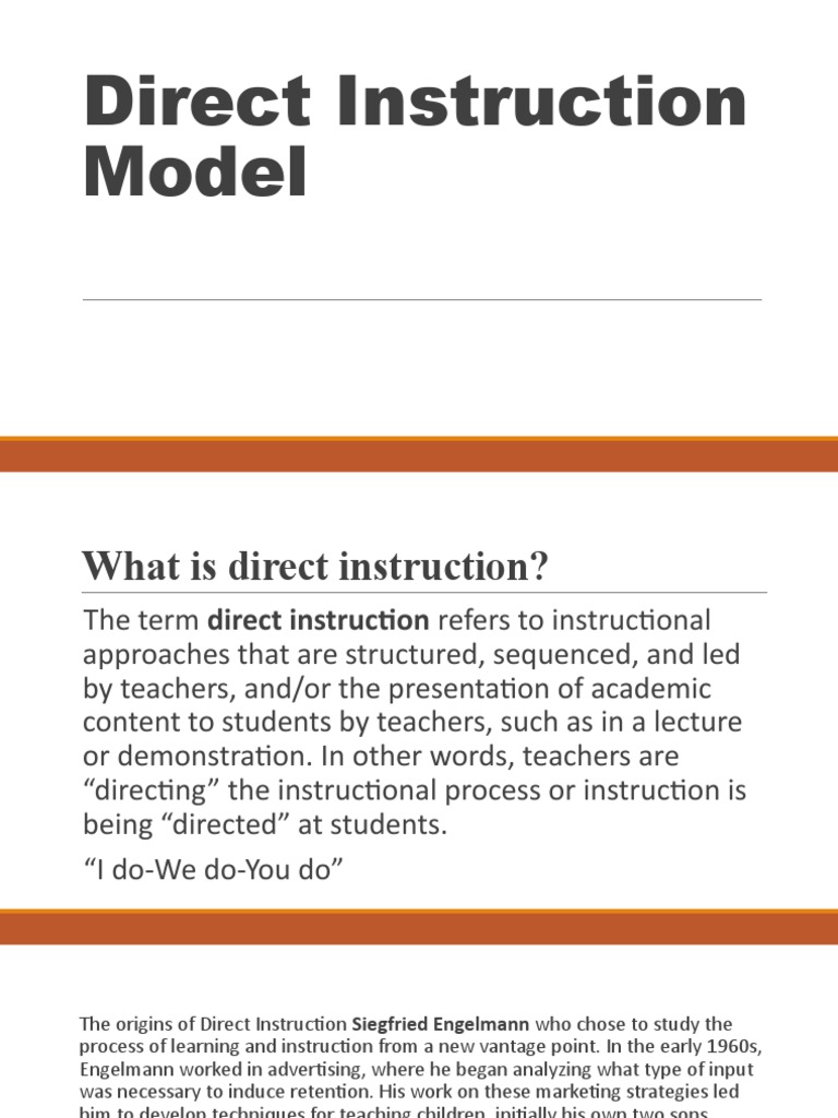 Direct Instruction Model | PDF | Teachers | Learning