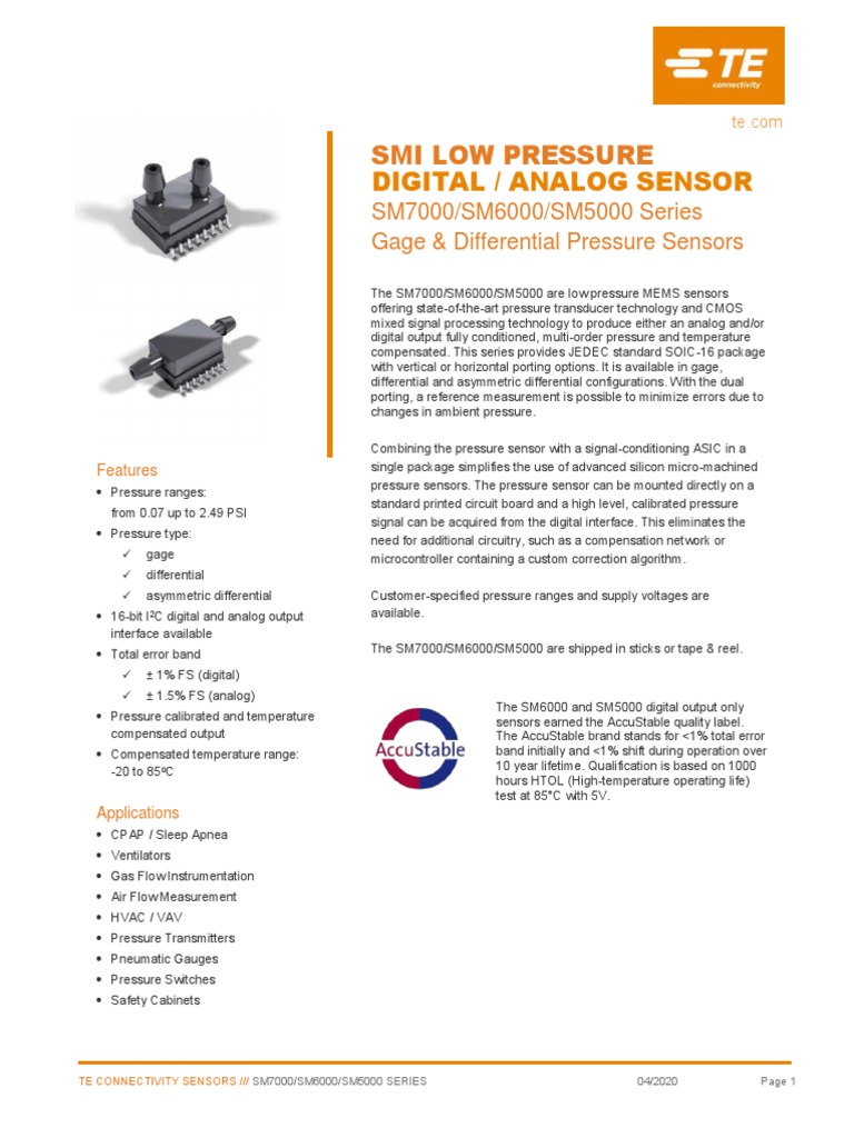 Smi Low Pressure: Digital / Analog Sensor | PDF | Computer Engineering ...