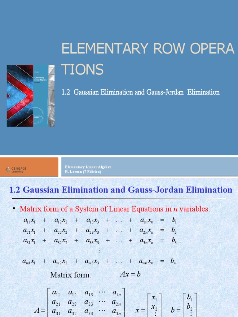 Week 2 Elementary Row Operations 7ed | PDF | Applied Mathematics ...