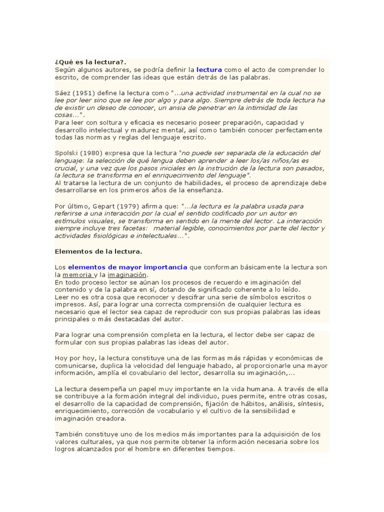 Qué es la lectura | PDF | Aprendizaje | Procesos mentales