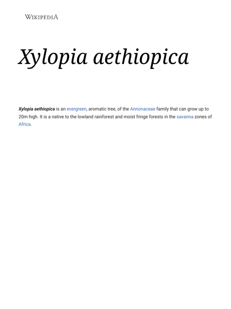Xylopia Aethiopica - Wikipedia | PDF | Plants | Organisms