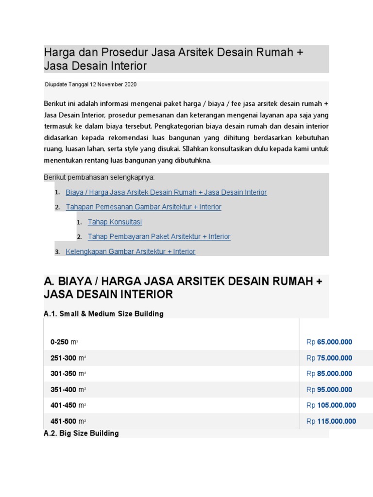 Harga Dan Prosedur Jasa Arsitek Desain Rumah Pdf