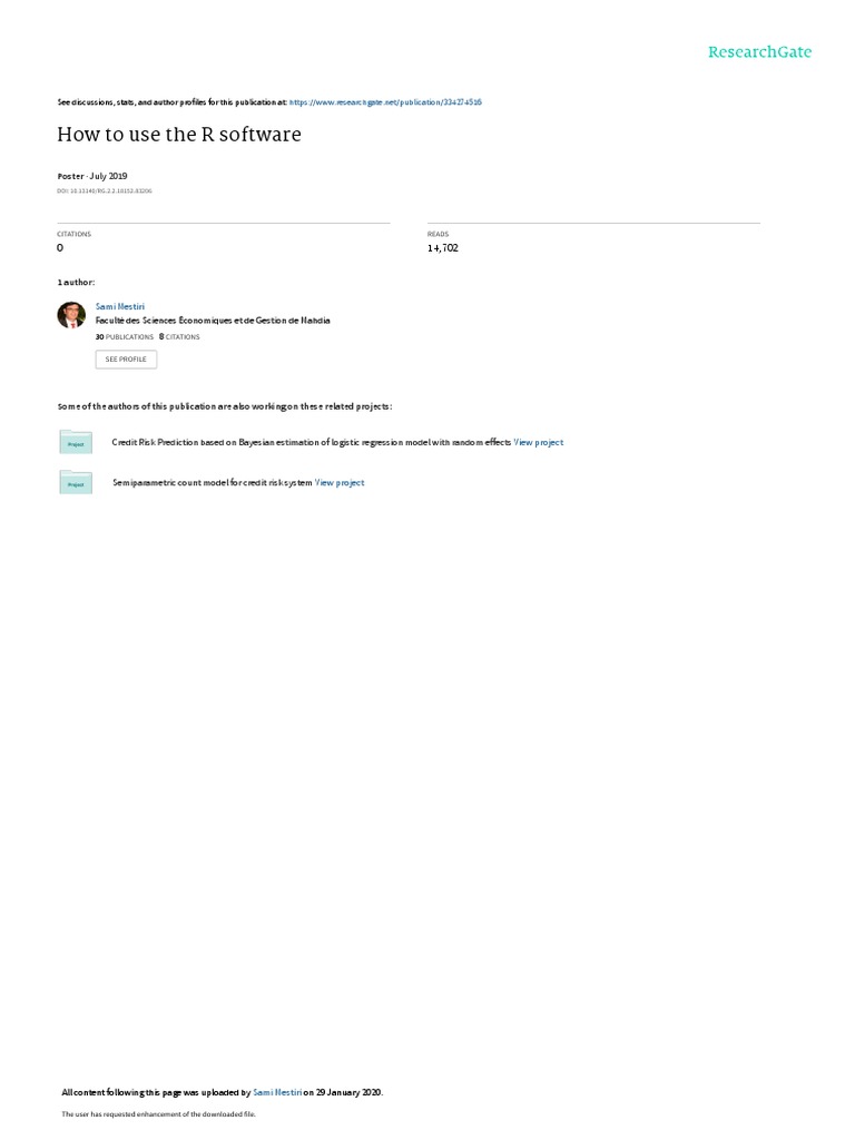 How To Use The R Software: July 2019 | Download Free PDF | R ...
