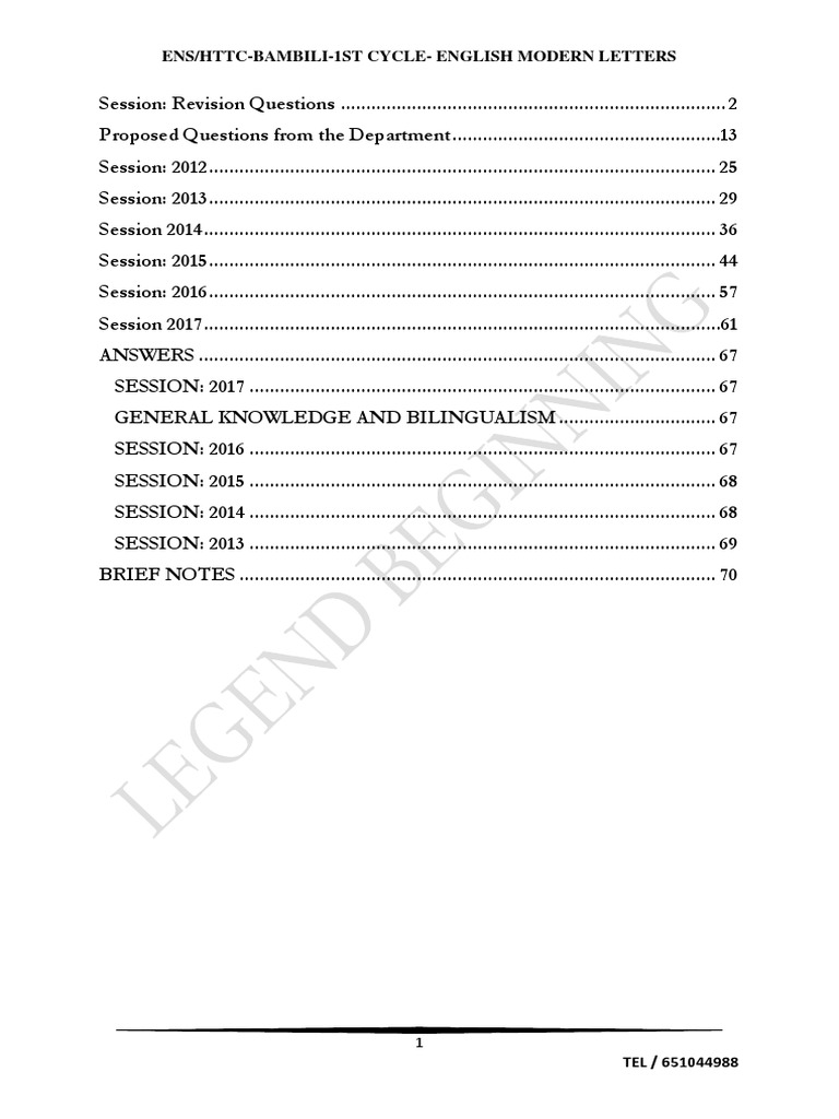 Legend Beginning in English Modern Letters 1st Cycle | Descargar gratis ...