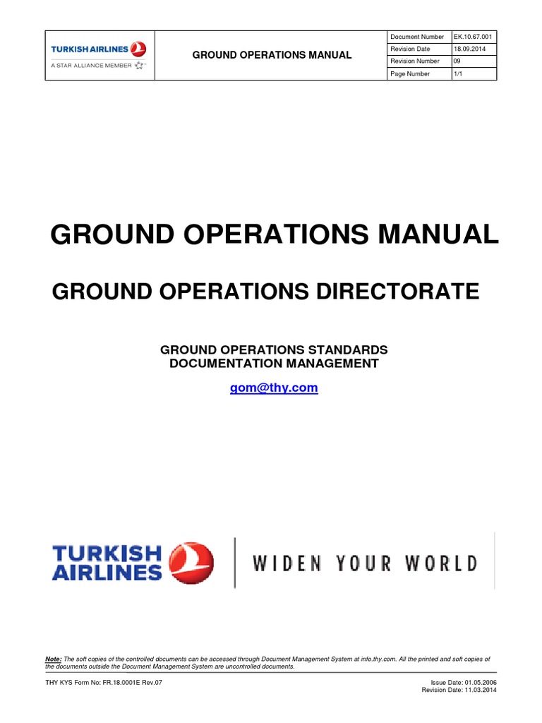 Turkish Airlines Ground Operations Manual | PDF | Airport | Airlines