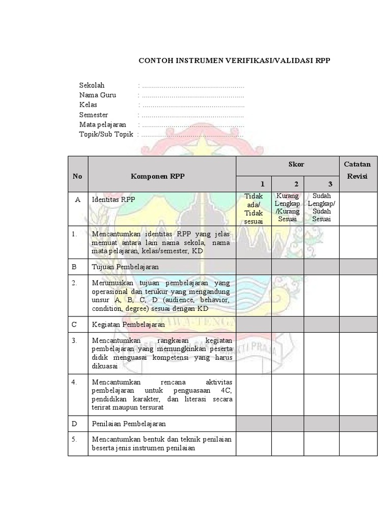 Instrumen Verifikasi RPP | PDF