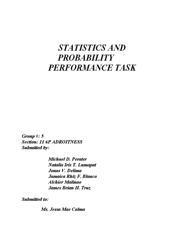 Statistics and Probability Performance Task | PDF