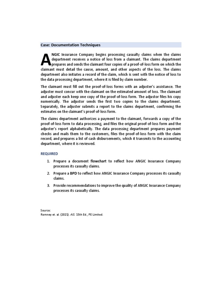 Documentation Techniques for Insurance Claims Processing | PDF