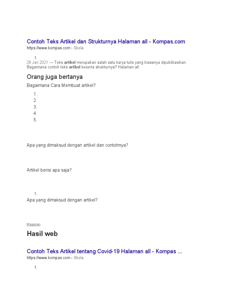 Contoh Teks Artikel Dan Strukturnya Halaman All | PDF