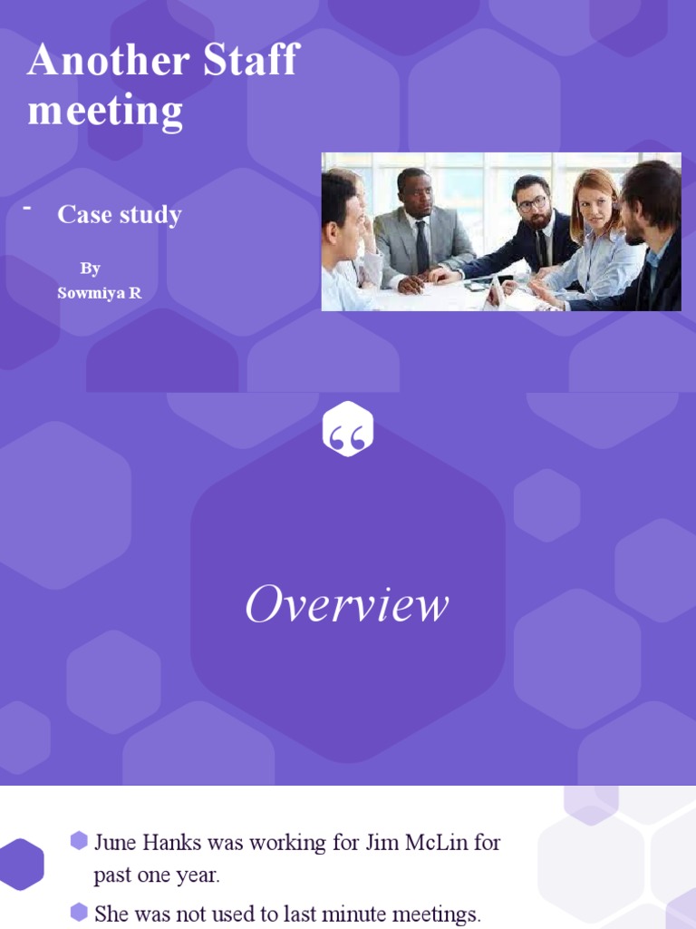 Another Staff Meeting: - Case Study | PDF | Leadership | Cognition