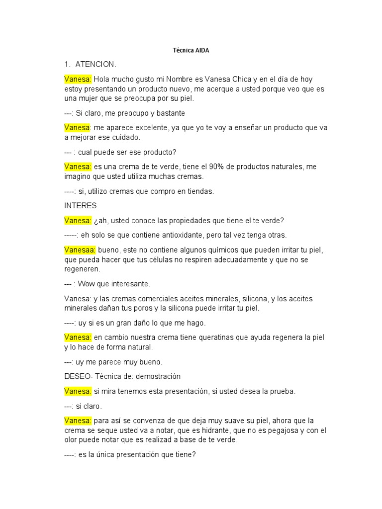 Técnica AIDA - Ejemplo | PDF