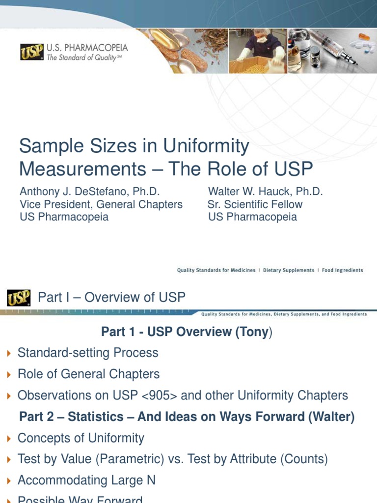 Sample Sizes in Uniformity Measurements - The Role of USP | PDF ...