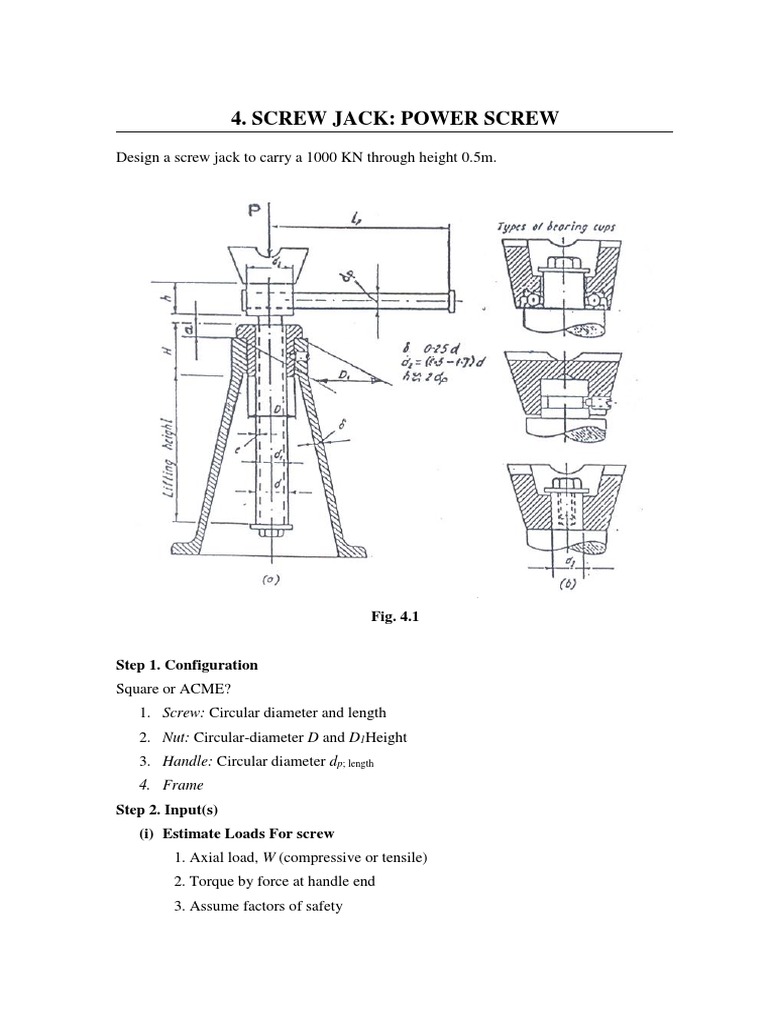 Screw Jack Design and Calculations | PDF | Stress (Mechanics) | Screw