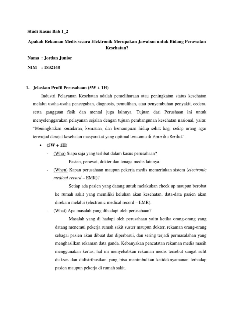 Kasus - SIM - BAB - 1 - 2 - Jordan Junior | PDF | Kesehatan Holistik ...