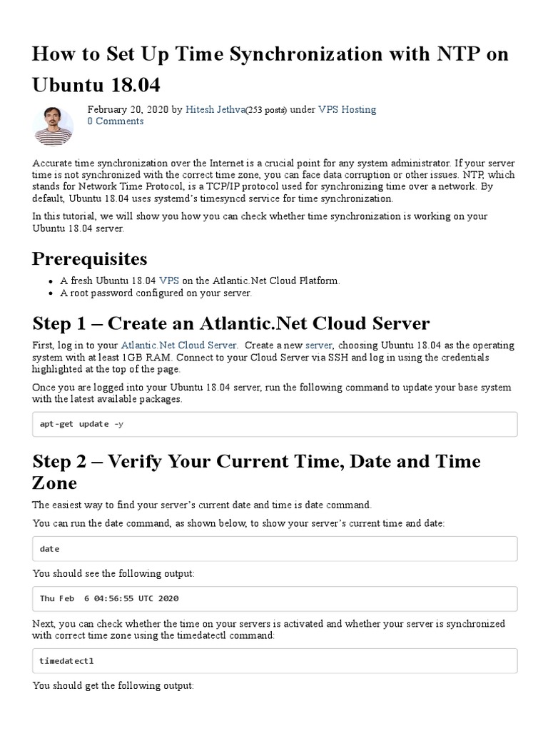 How To Set Up Time Synchronization With Ntp On Ubuntu 18 04 Pdf