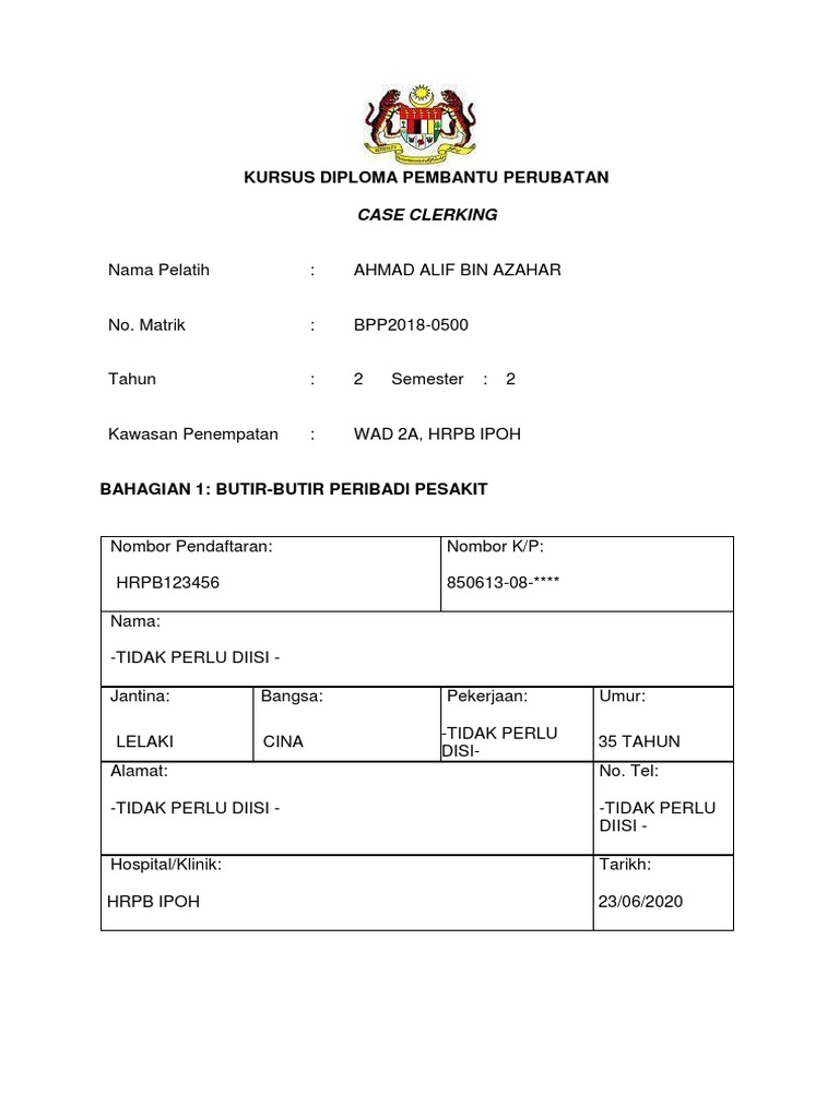Ahmad Alif Case Clerking | PDF