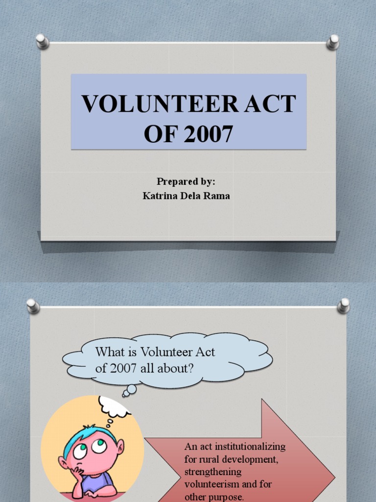 Presentation - Volunteer Act of 2007 | PDF | Volunteering | Economies