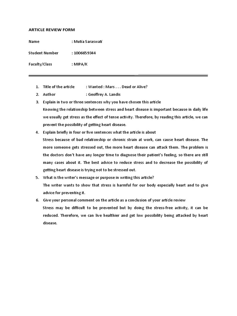 Article Review Form | PDF | Emotional Intelligence | Intelligence