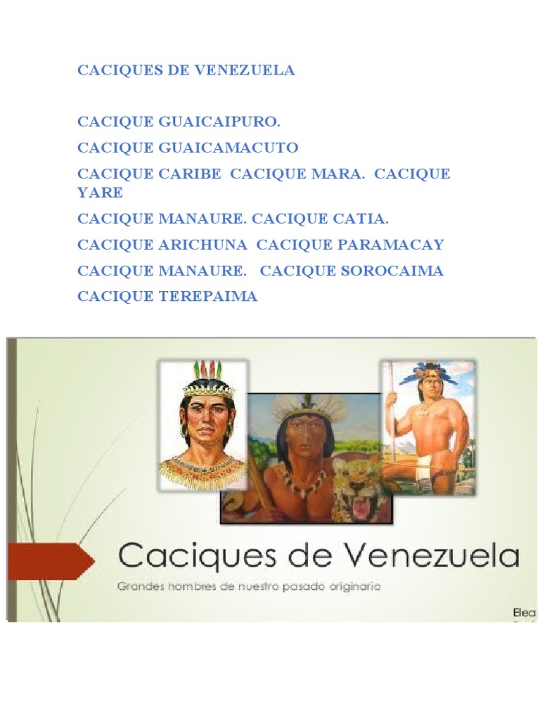 Caciques de Venezuela: Nombres y Biografías | PDF