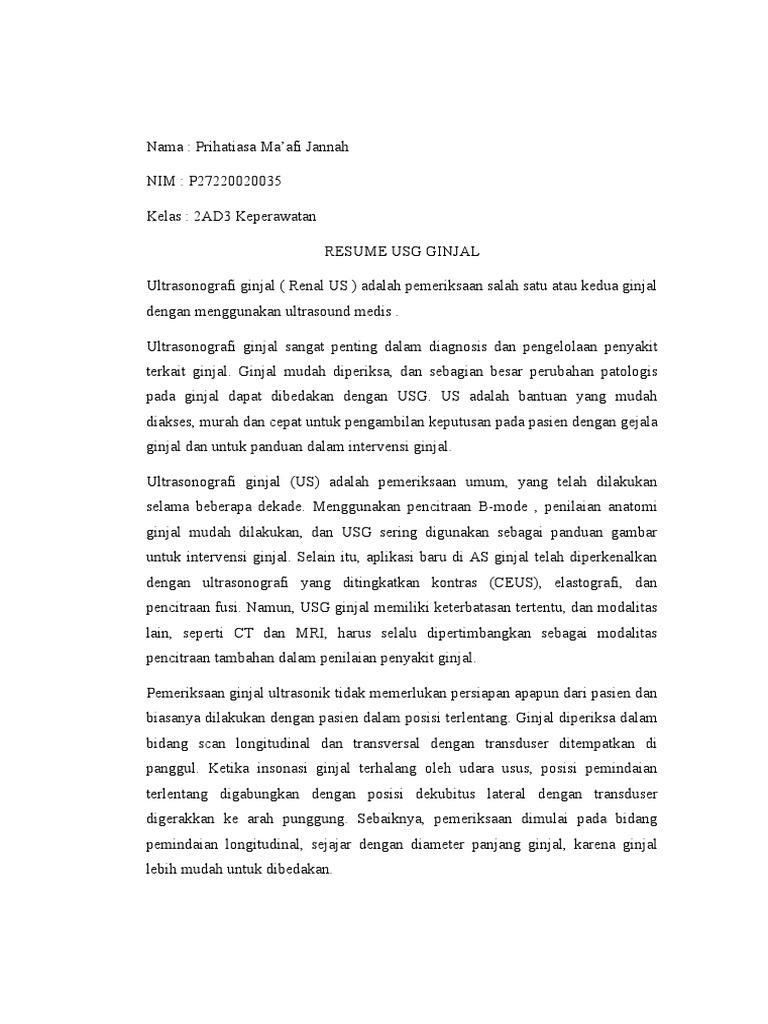 Prihatiasa Ma'afi Jannah - Artikel USG Ginjal | PDF