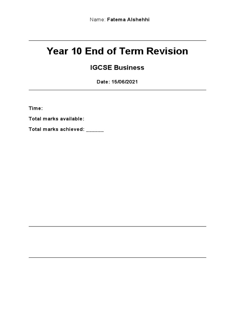 Year 10 End of Term Revision: IGCSE Business | PDF | Franchising | Netflix