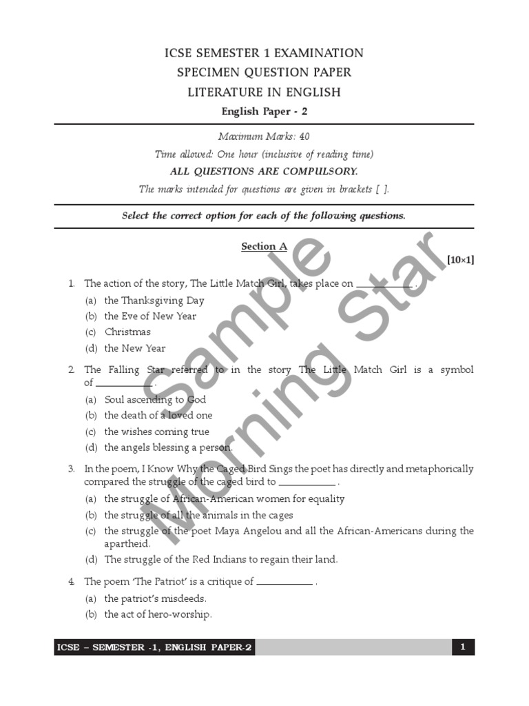 English Literature - Test Paper 1 | PDF | The Merchant Of Venice | Shylock