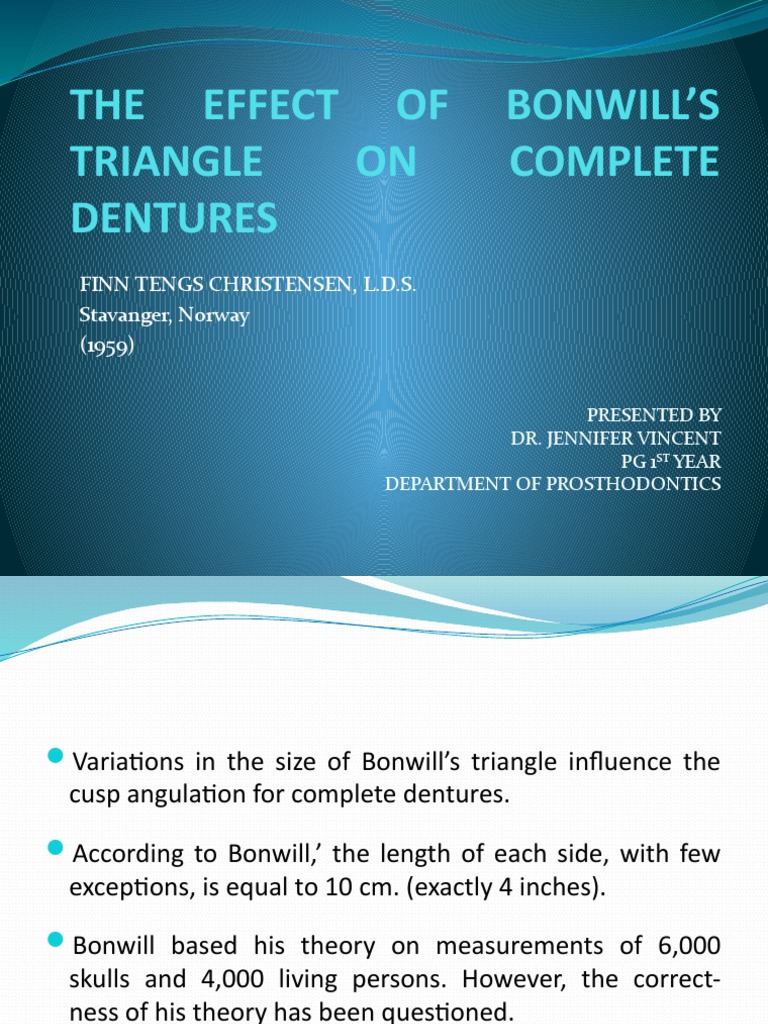 The Effect of Bonwill's Triangle On Complete Dentures | PDF | Triangle ...