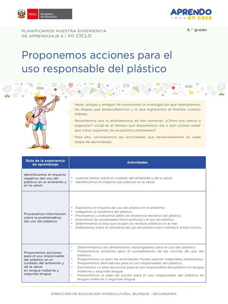 Exp6 Eib Amazonico 5 Secundaria Planificacion | PDF | Aprendizaje | El ...