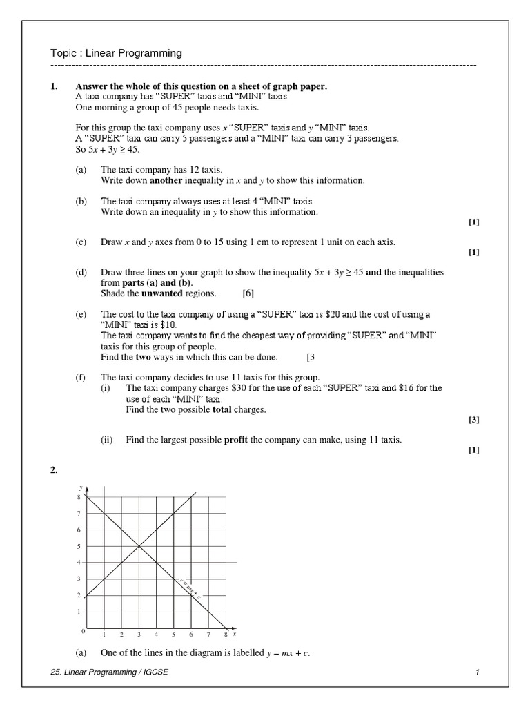 Worksheet No 2. Linear Programming | PDF | Mathematical Relations ...