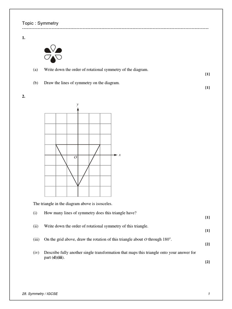 Worksheet No.1 Symmetry | PDF | Shape | Triangle