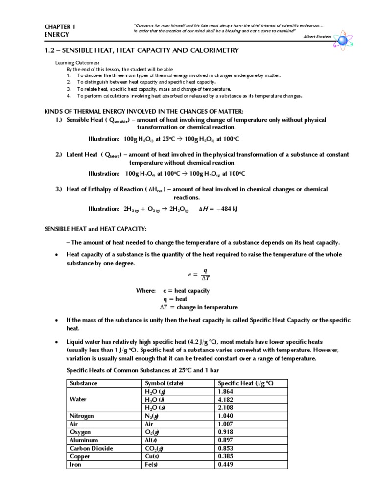 Chemistry For Engineers - 1 Energy - Topic 02 - Sensible Heat-Heat ...
