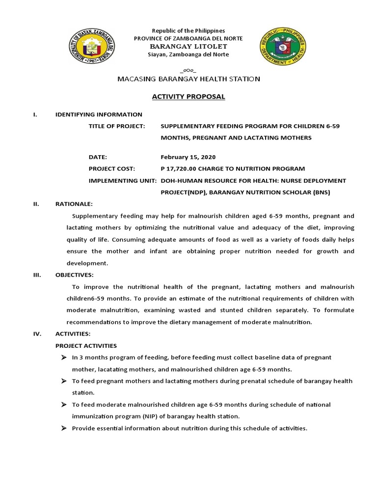 Supplementary Feeding Program Proposal | PDF | Malnutrition | Pregnancy