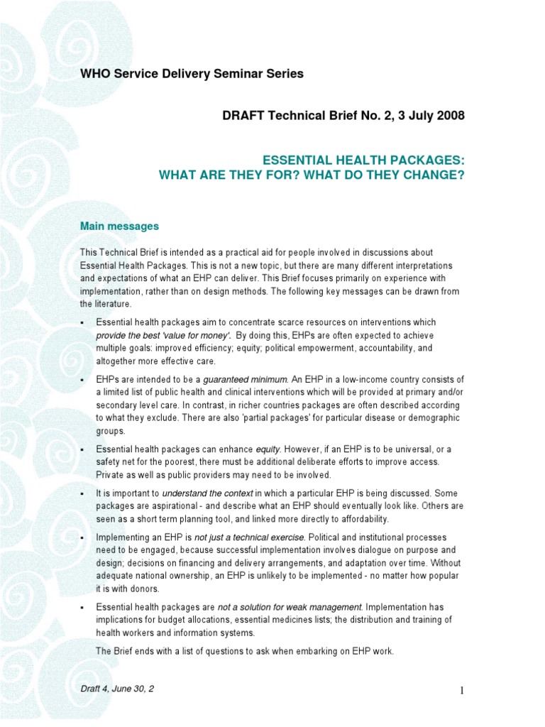 Essential Health Package | Download Free PDF | Health Care | Poverty