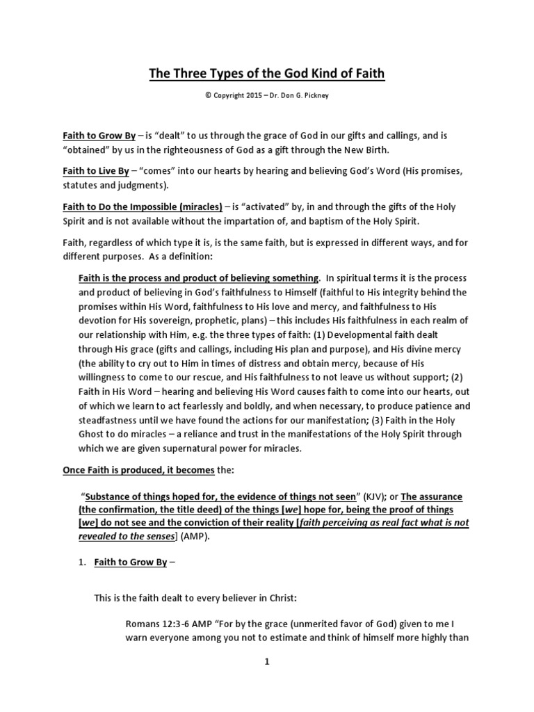 The Three Types of The God Kind of Faith | PDF | Faith | Spiritual Gift