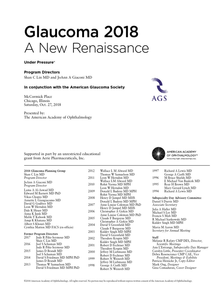 AAO Glaucoma 2018 | PDF | Ophthalmology | Glaucoma