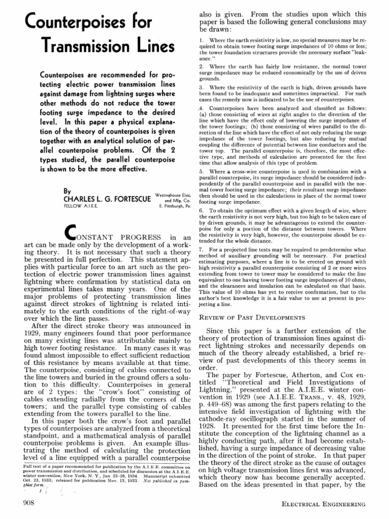 Counterpoise Systems for Line Protection | PDF | Transmission Line ...