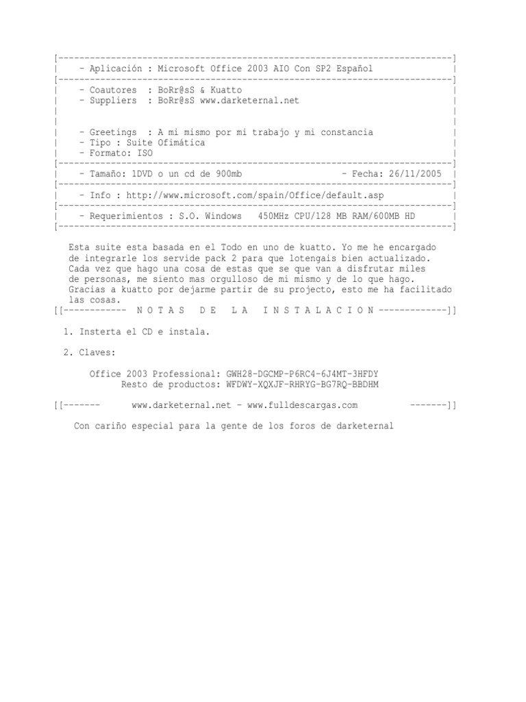 Office 2003 SP2 Aio | PDF