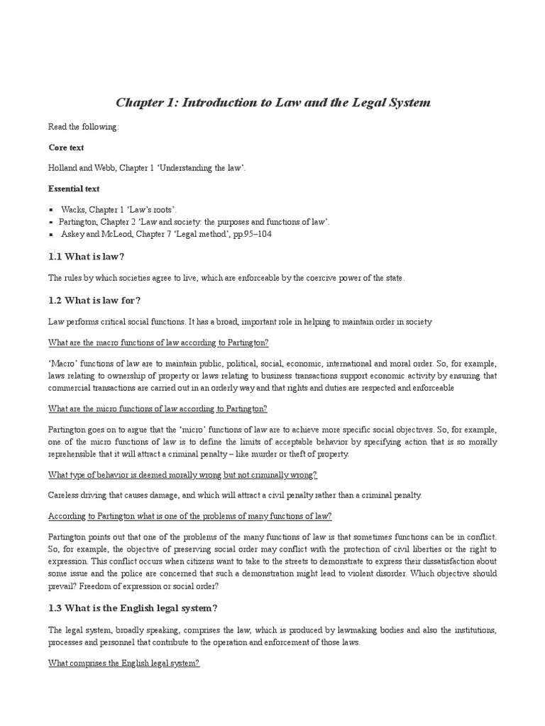 Chapter 1 Introduction To Law and The Legal System | PDF | Common Law ...