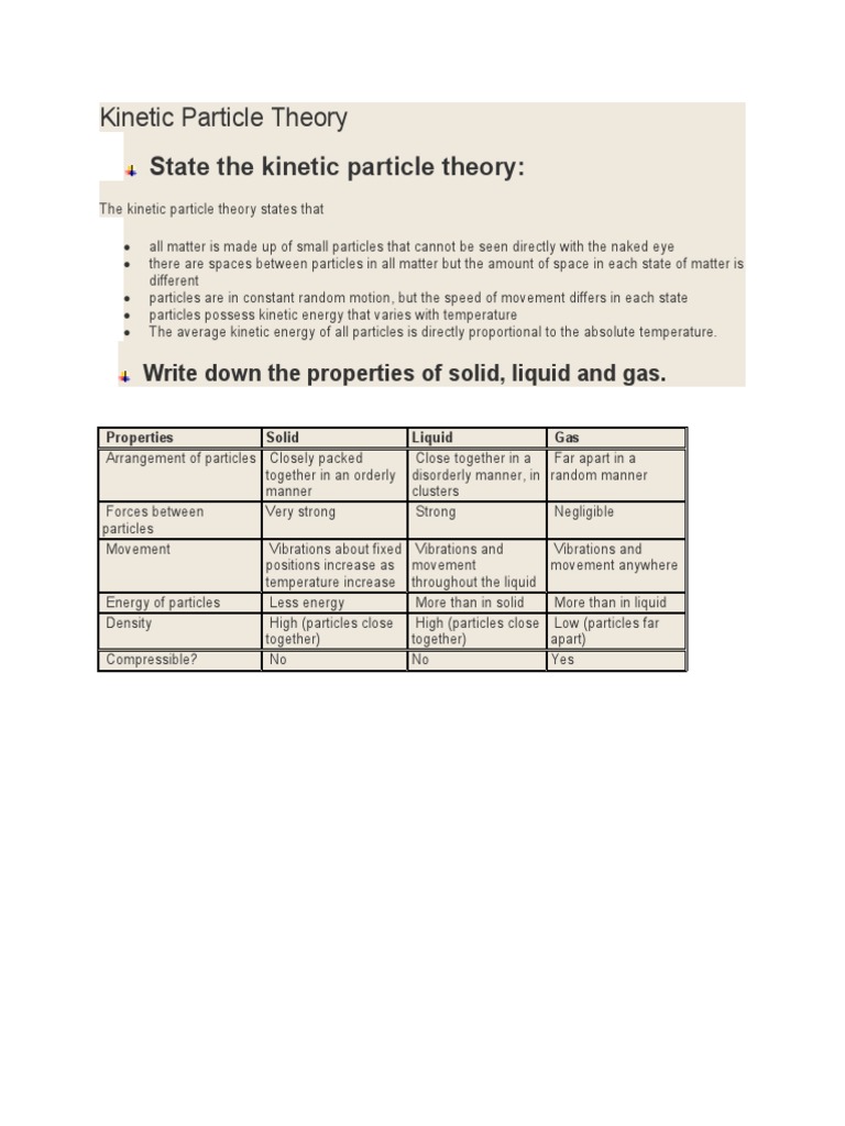 Kinetic Particle Theory Explained | PDF | Gases | Reaction Rate