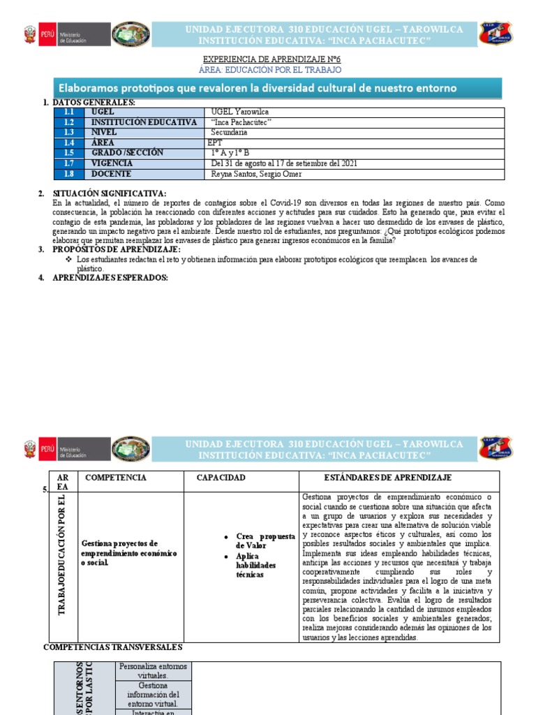Experiencia de Aprendizaje N°6-Ept | PDF | Aprendizaje | Evaluación