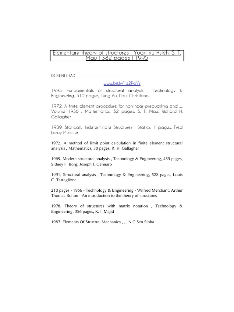 Elementary Theory of Structures | PDF