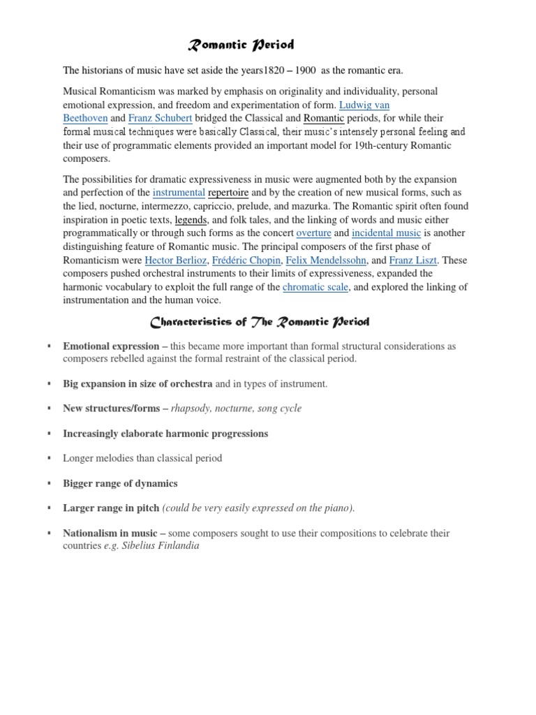 Romantic Period in Music | PDF